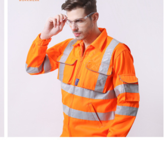 Fluorescent Orange Red Polyester Cotton Jacket Workwear | raincoat ...